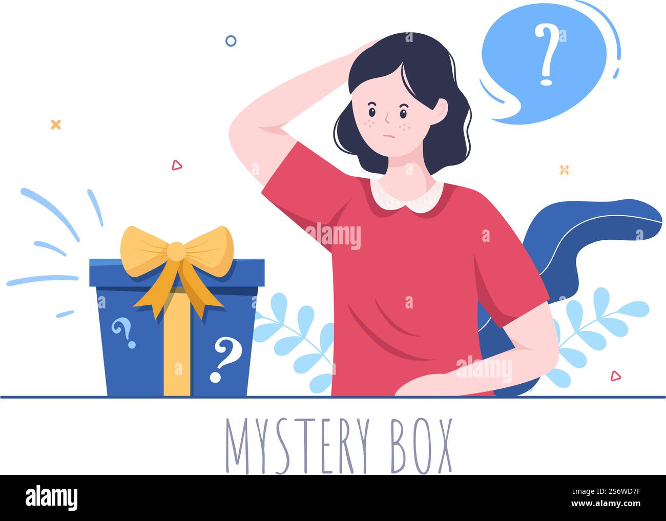 Mystery Gift Box and Confused Woman a Cardboard Box Open Inside with a ...