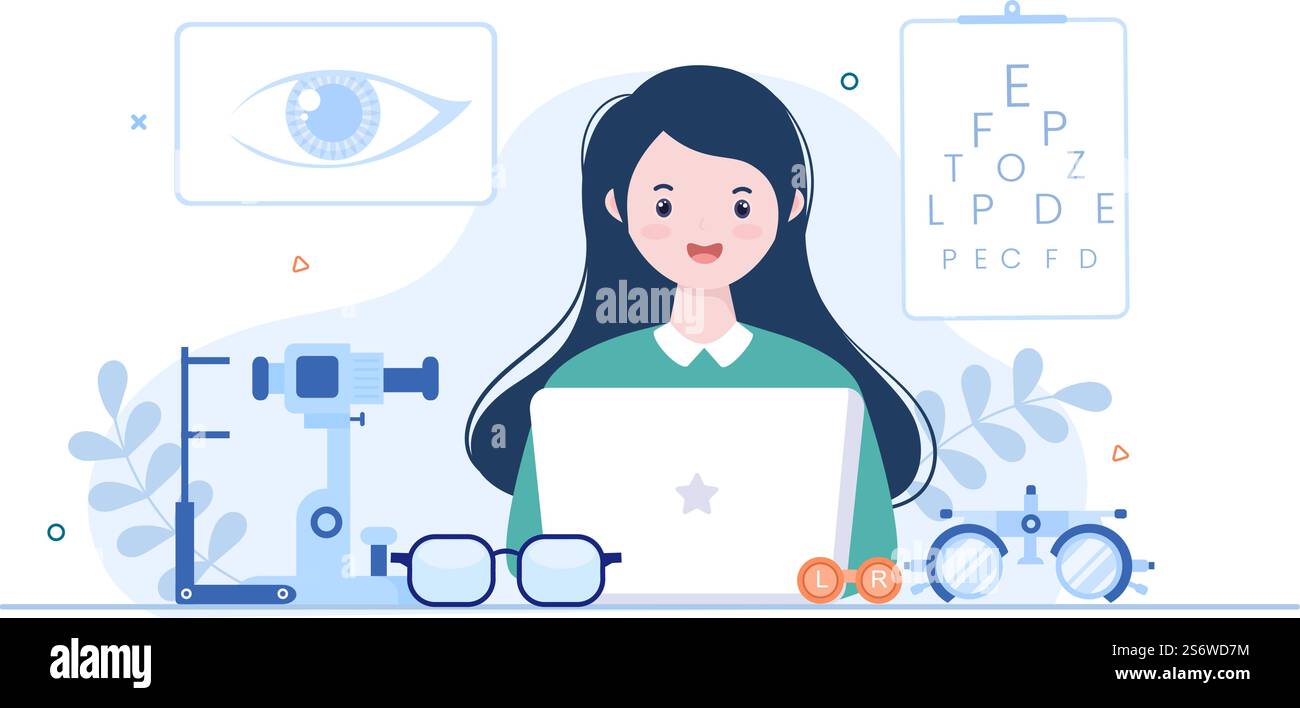 Ophthalmology of Checks Patient Sight, Optical Eyes Test, Spectacles ...