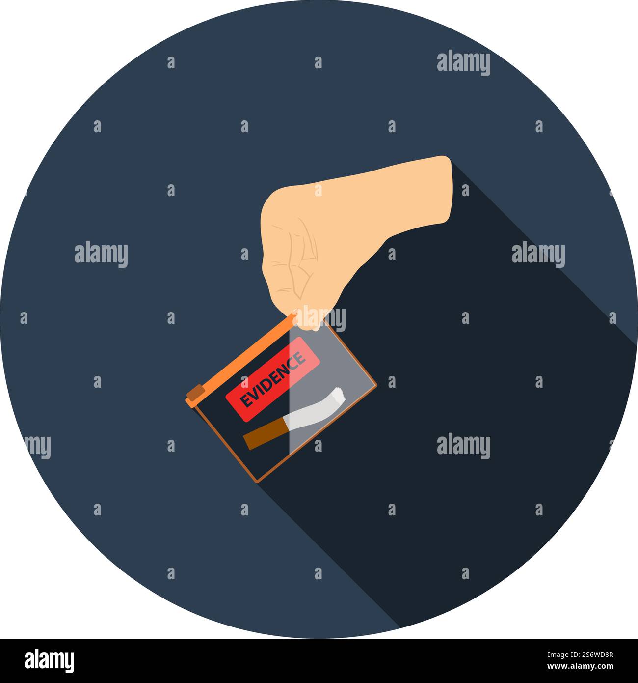Hand Holding Evidence Pocket Icon. Flat Circle Stencil Design With Long ...