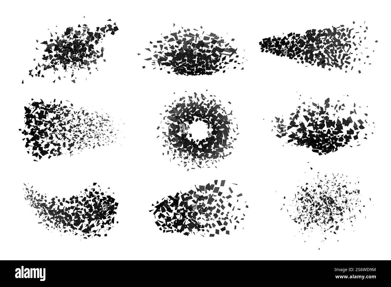 Destructive triangles particle black geometrica explosion hi-res stock ...