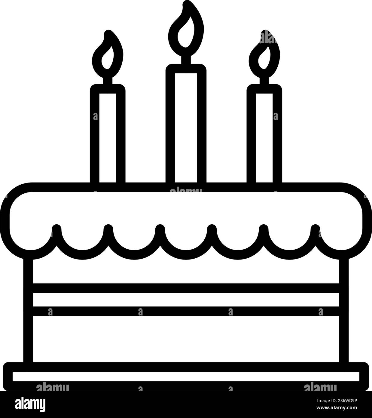 Party Cake Icon. Bold outline design with editable stroke width. Vector ...