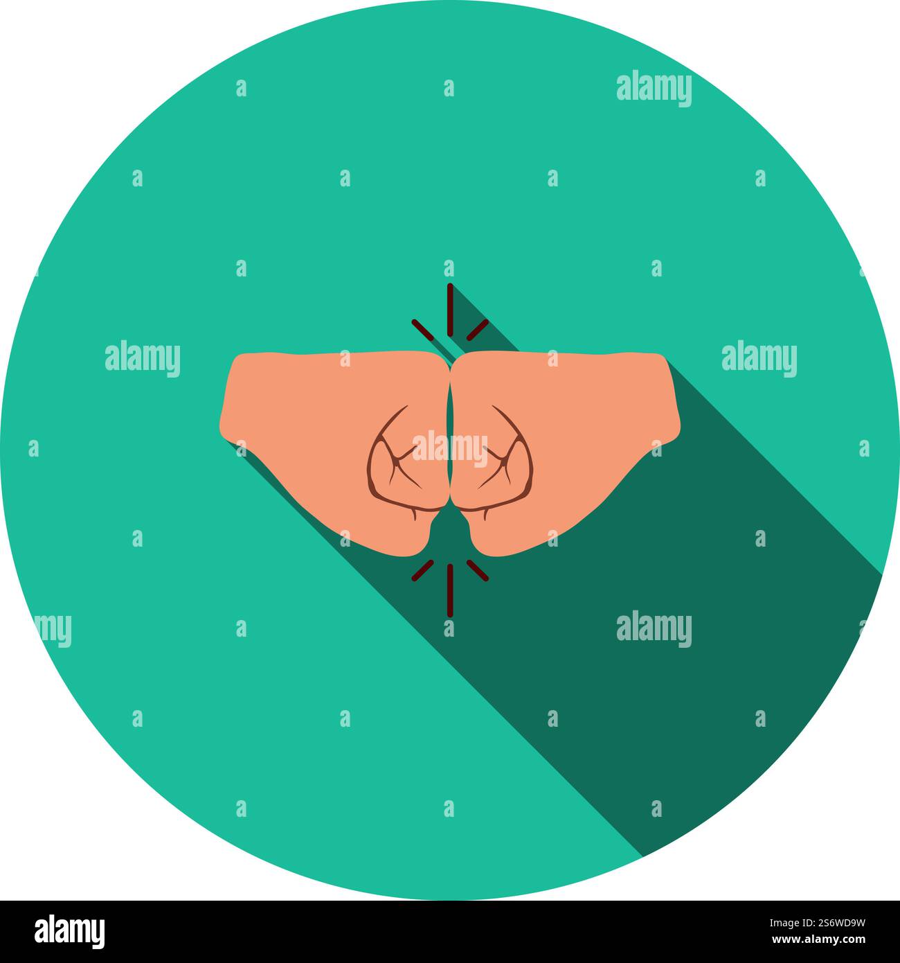 Fist Bump Icon. Flat Circle Stencil Design With Long Shadow. Vector ...
