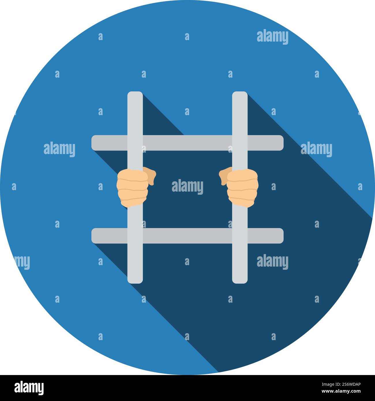 Hands Holding Prison Bars Icon. Flat Circle Stencil Design With Long ...