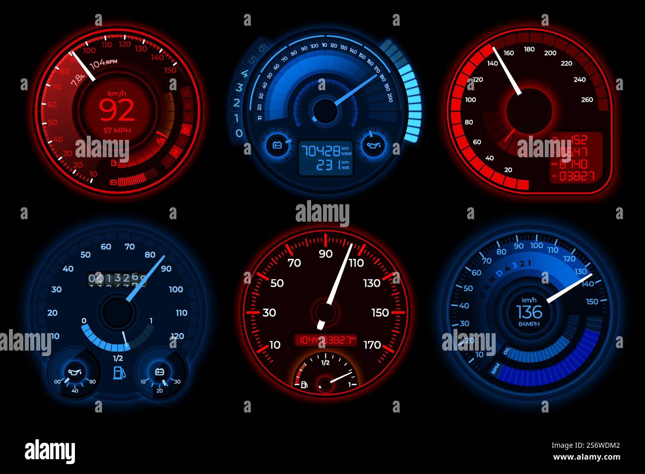 Speedometer. Auto speedometers, car boost dashboard. Isolated circle ...