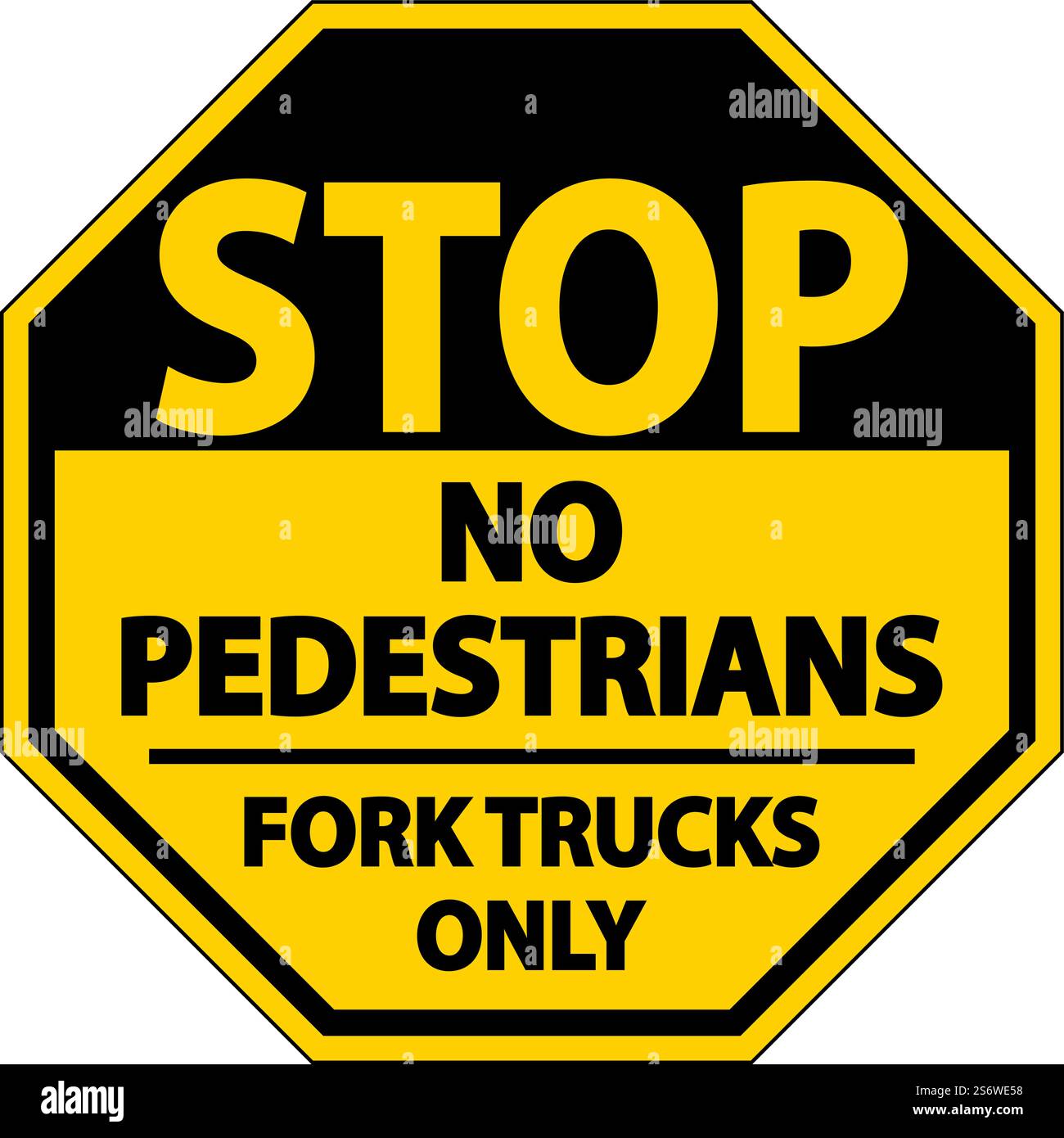 No Pedestrians Fork Trucks Only Sign On White Background Stock Vector ...