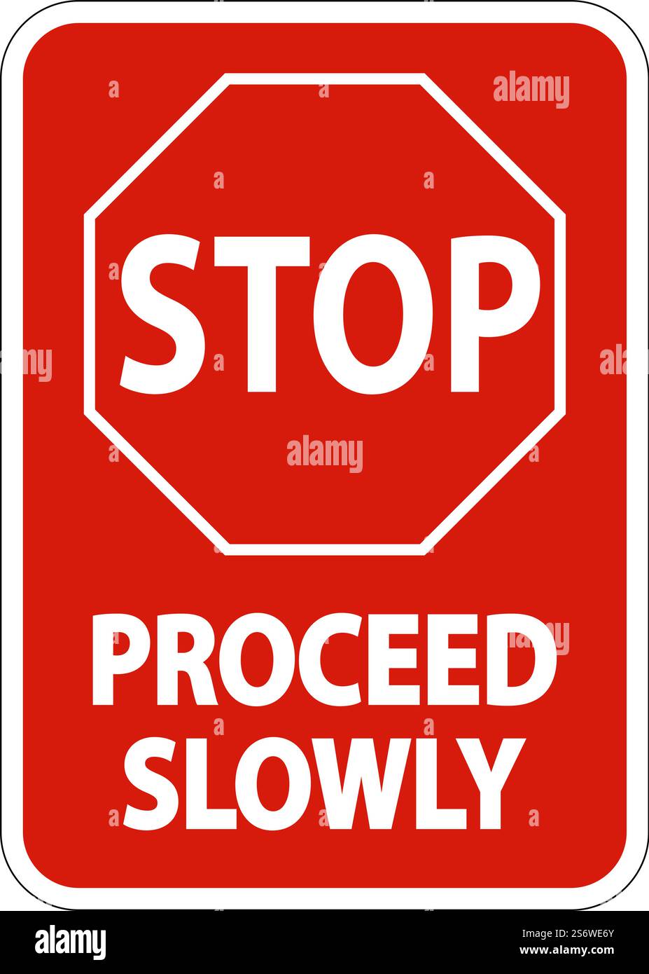 Stop Proceed Slowly Sign On White Background Stock Vector Image & Art ...