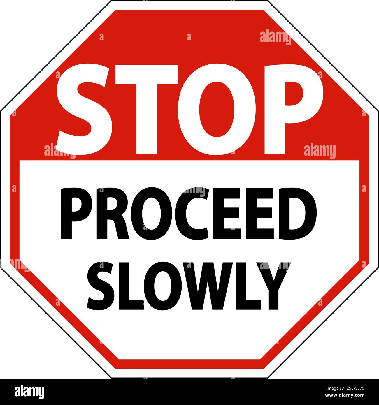 Stop Proceed Slowly Sign On White Background Stock Vector Image & Art ...