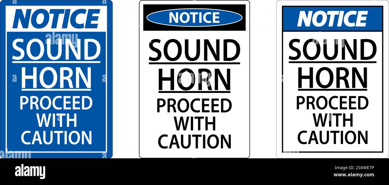 Sound Horn Proceed With Notice Sign On White Background Stock Vector ...