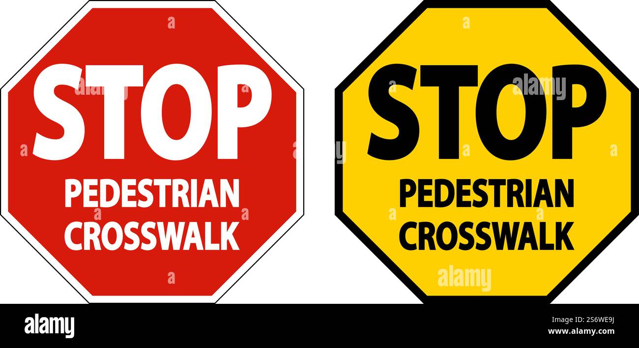 Stop Pedestrian Crosswalk Sign On White Background Stock Vector Image ...