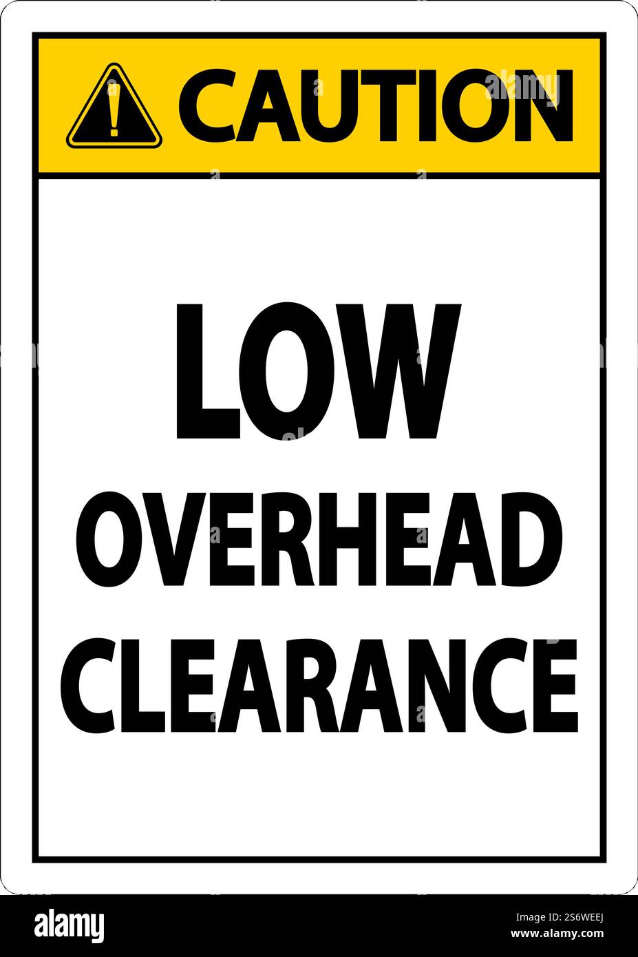 Caution Low Overhead Clearance Sign On White Background Stock Vector ...