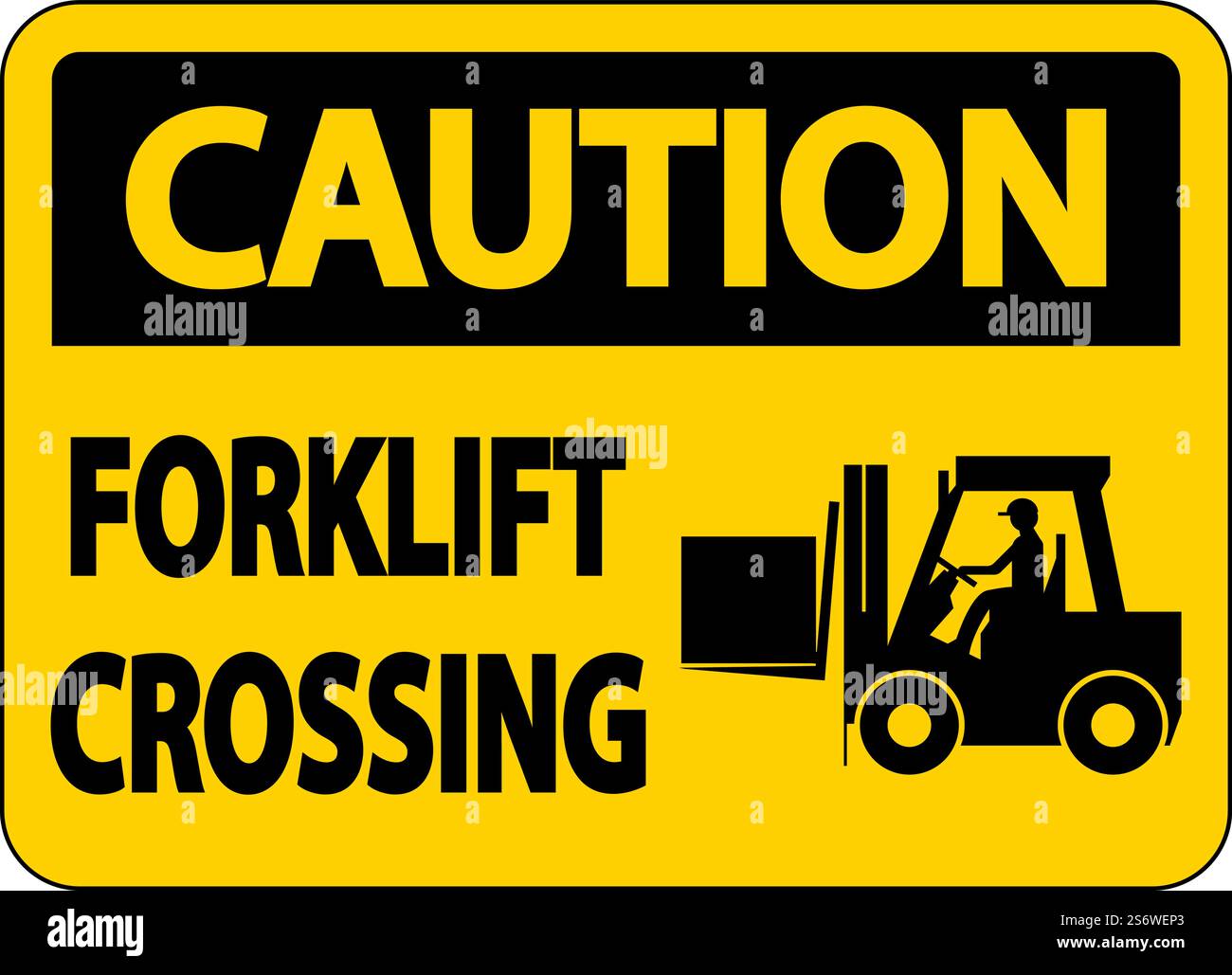 Caution Forklift Crossing Sign On White Background Stock Vector Image ...