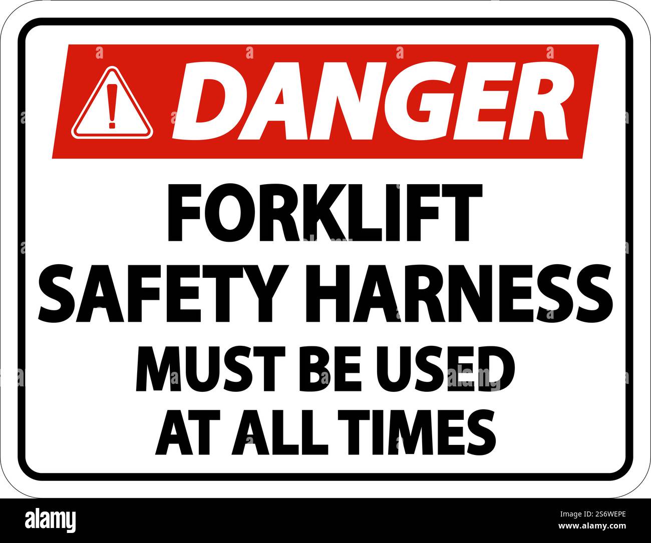 Danger Forklift Safety Harness Sign On White Background Stock Vector ...
