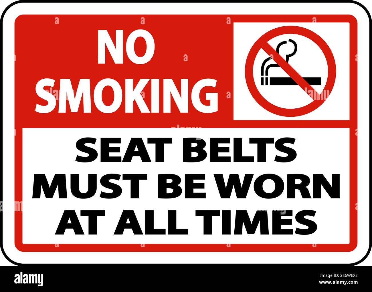 No Smoking Seat Belts Worn Label Sign On White Background Stock Vector ...