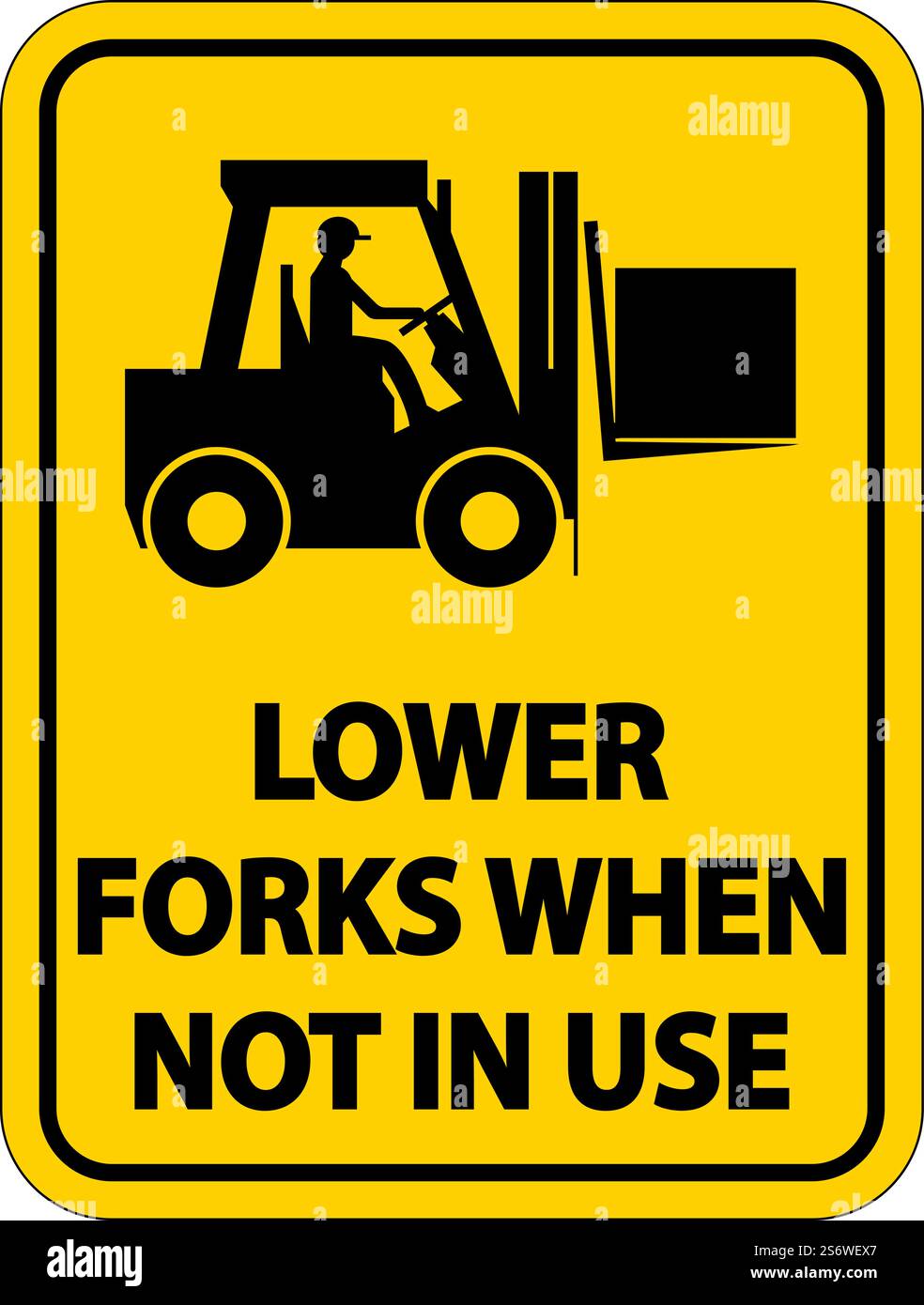 Lower Forks When Not In Use Label Sign On White Background Stock Vector ...