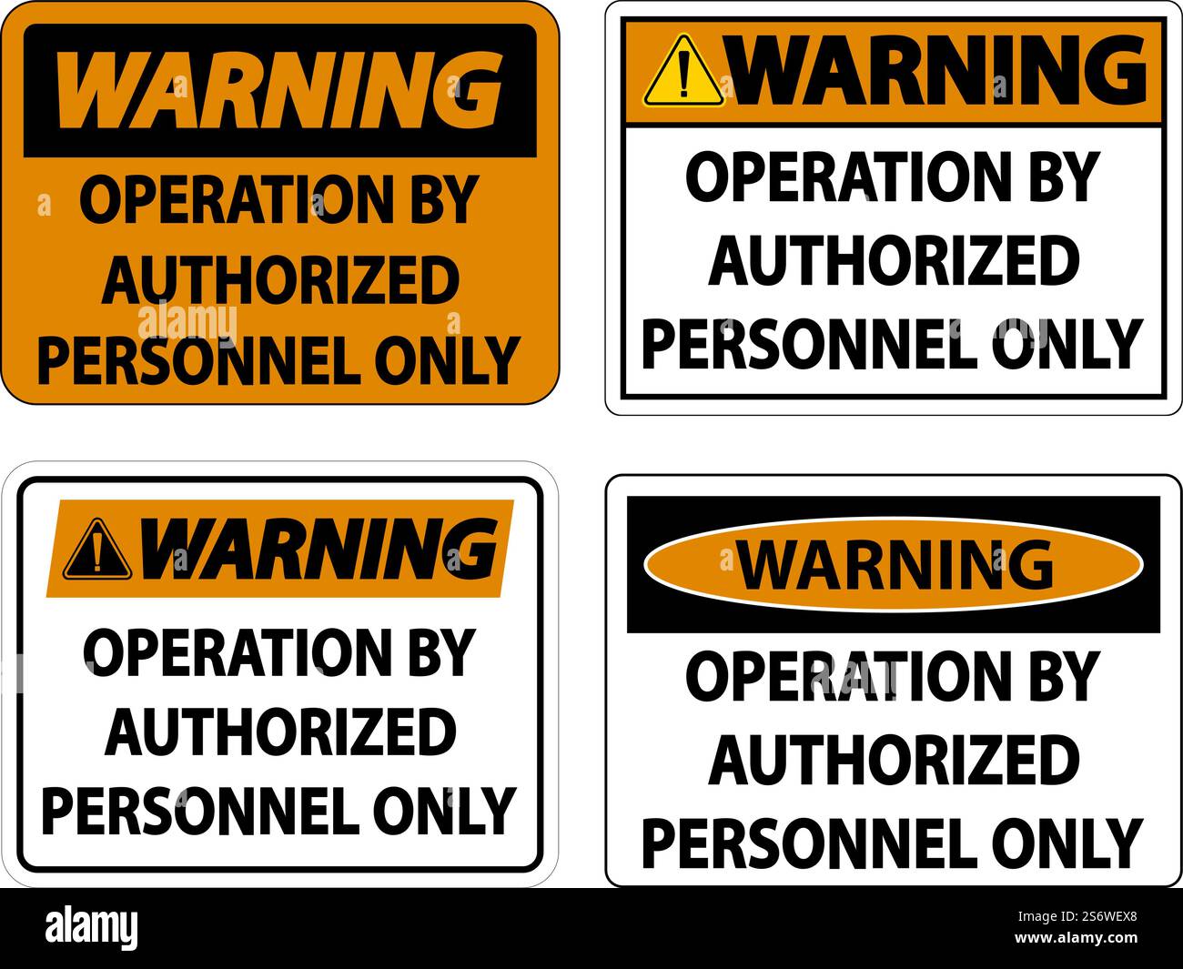 Warning Operation By Authorized Label Sign On White Background Stock ...