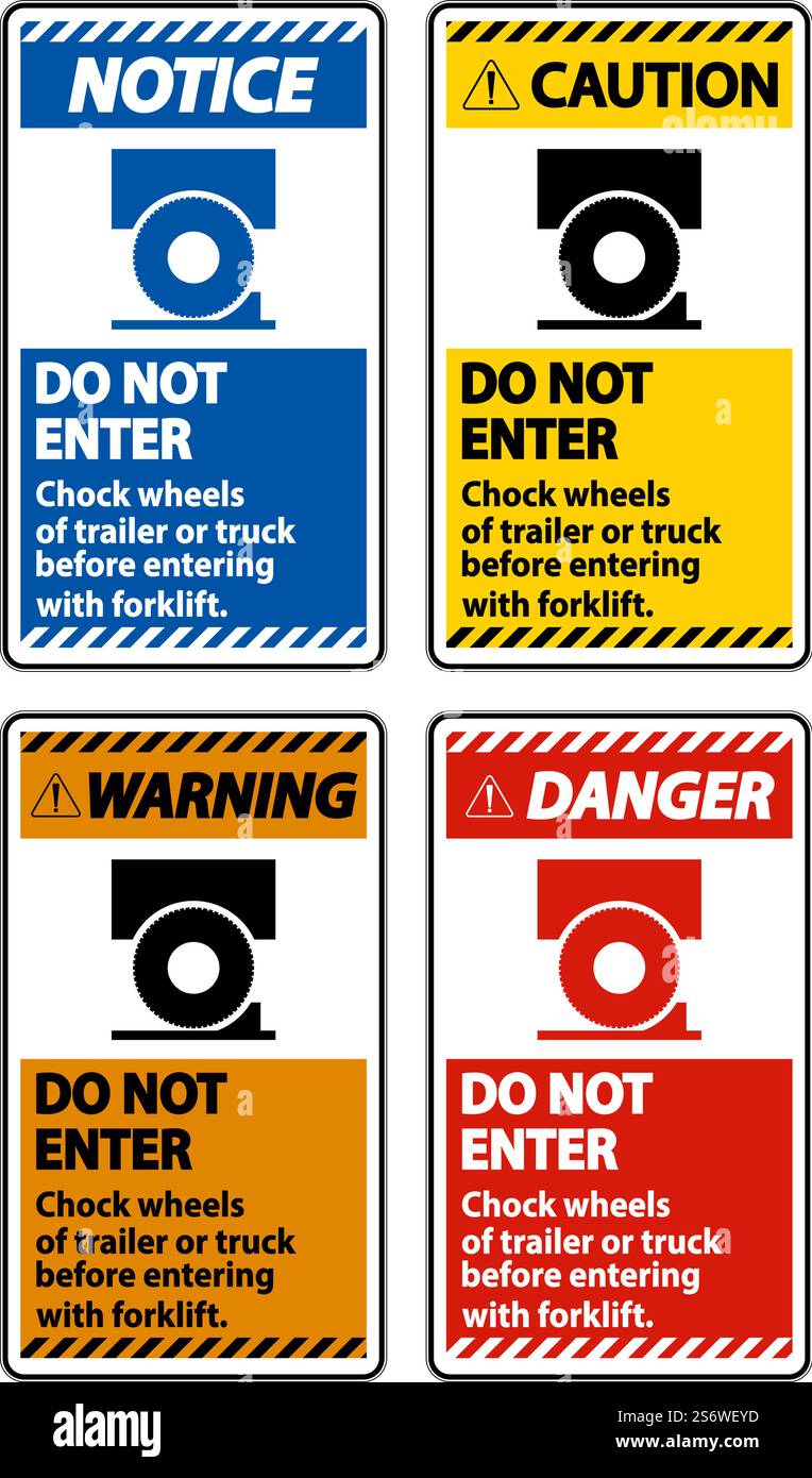 Chock Wheels of Trailer Sign On White Background Stock Vector Image ...