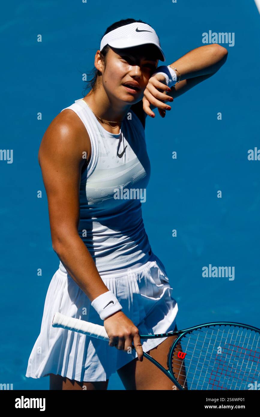 January 18, 2025: MELBOURNE, AUSTRALIA - JANUARY 18: Emma Raducanu of ...