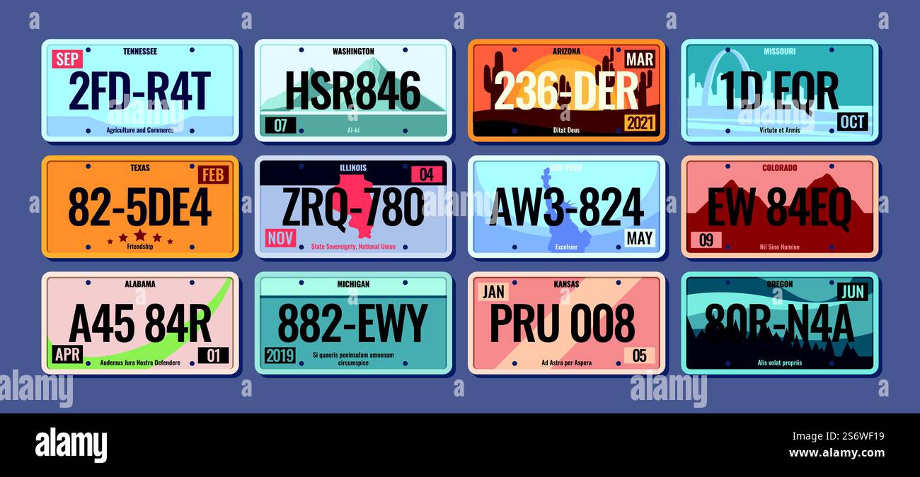 Car plates. Steel vehicle license numbers for usa regions colorado ...