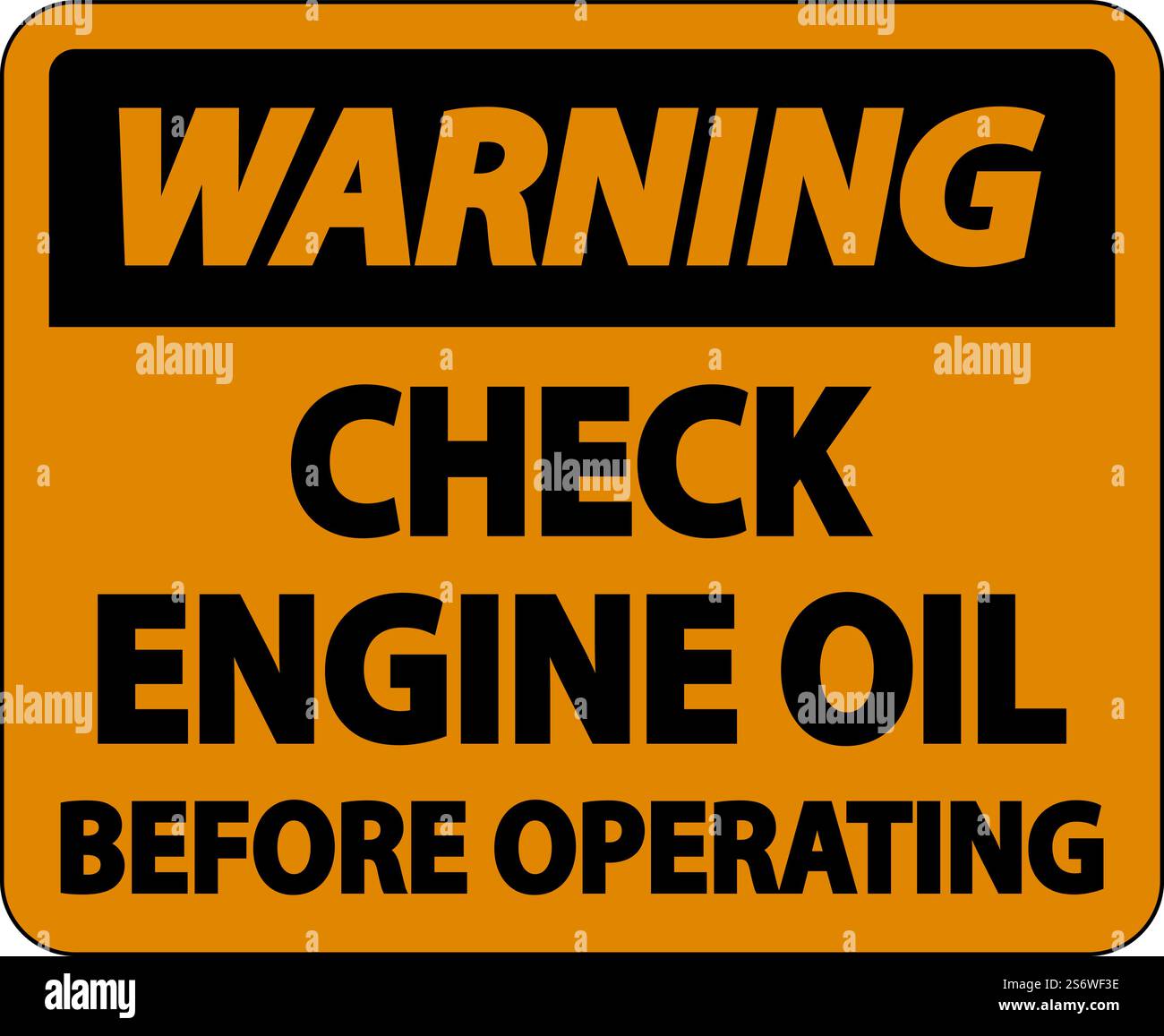 Warning Check Oil Before Operating Label Sign On White Background Stock ...
