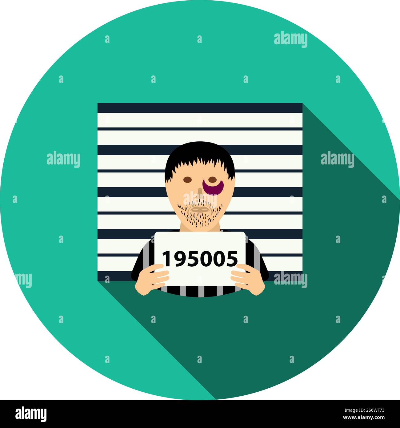 Prisoner In Front Of Wall With Scale Icon. Flat Circle Stencil Design ...