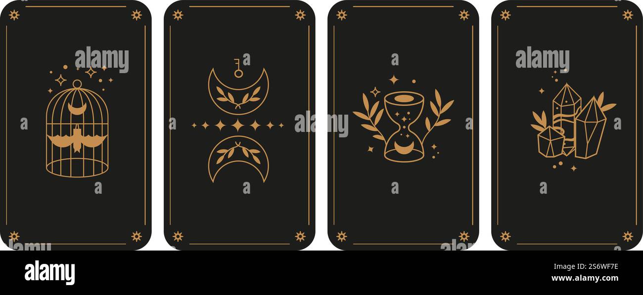 Tarot covers design. Occult ancient mystic cards. Divination ritual ...