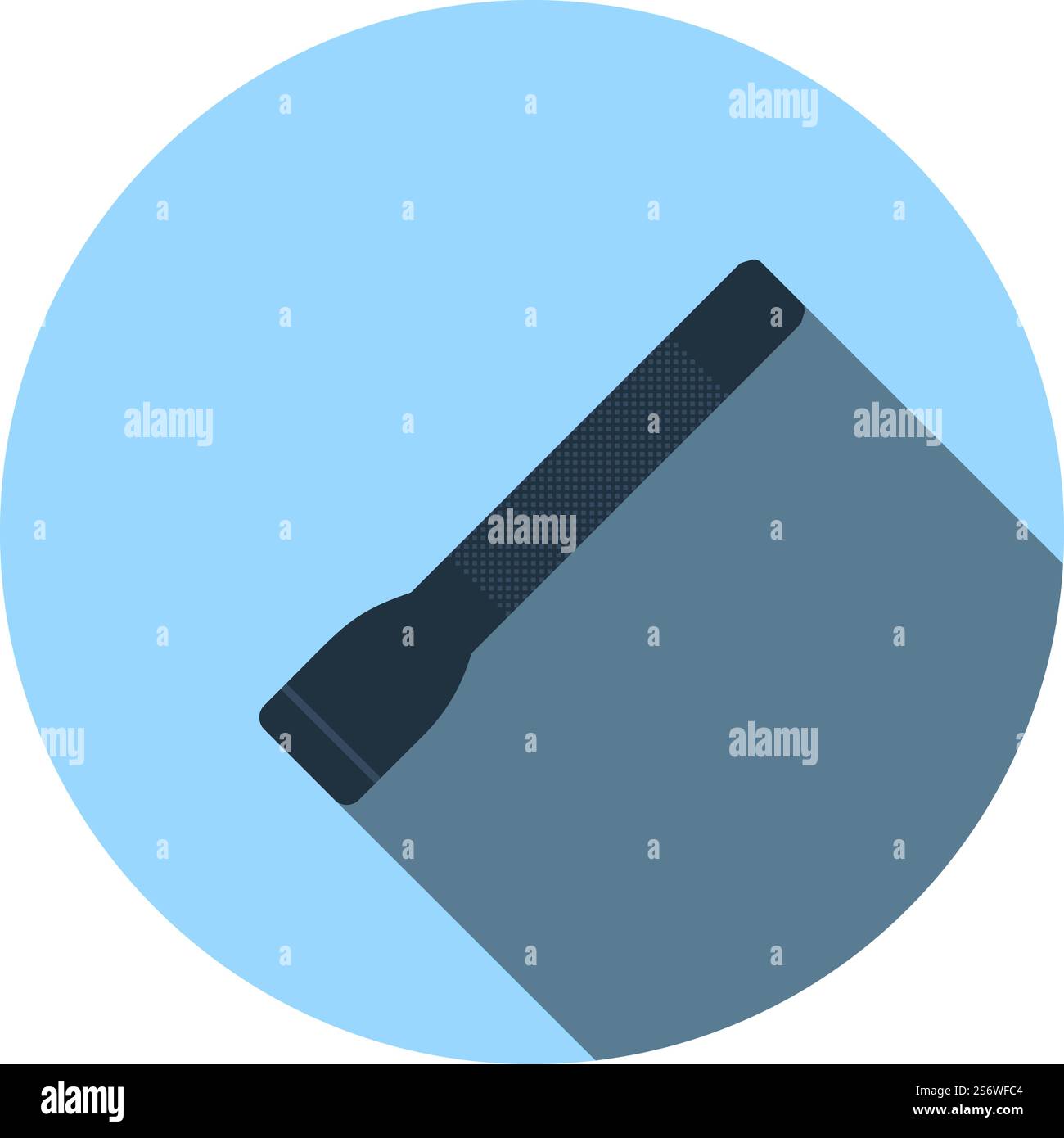 Police Flashlight Icon. Flat Circle Stencil Design With Long Shadow ...