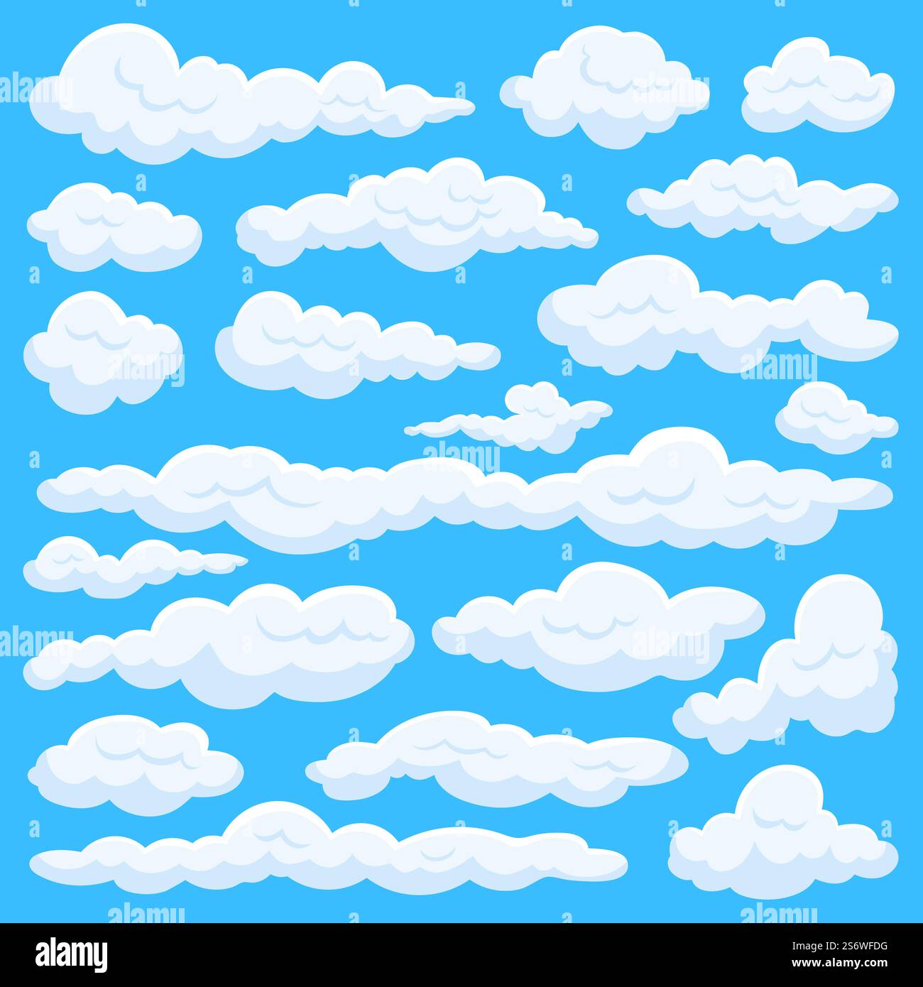 Cartoon clouds set. Isolated cloud clipart, art game elements. Blue sky, flat smoke and comic ...