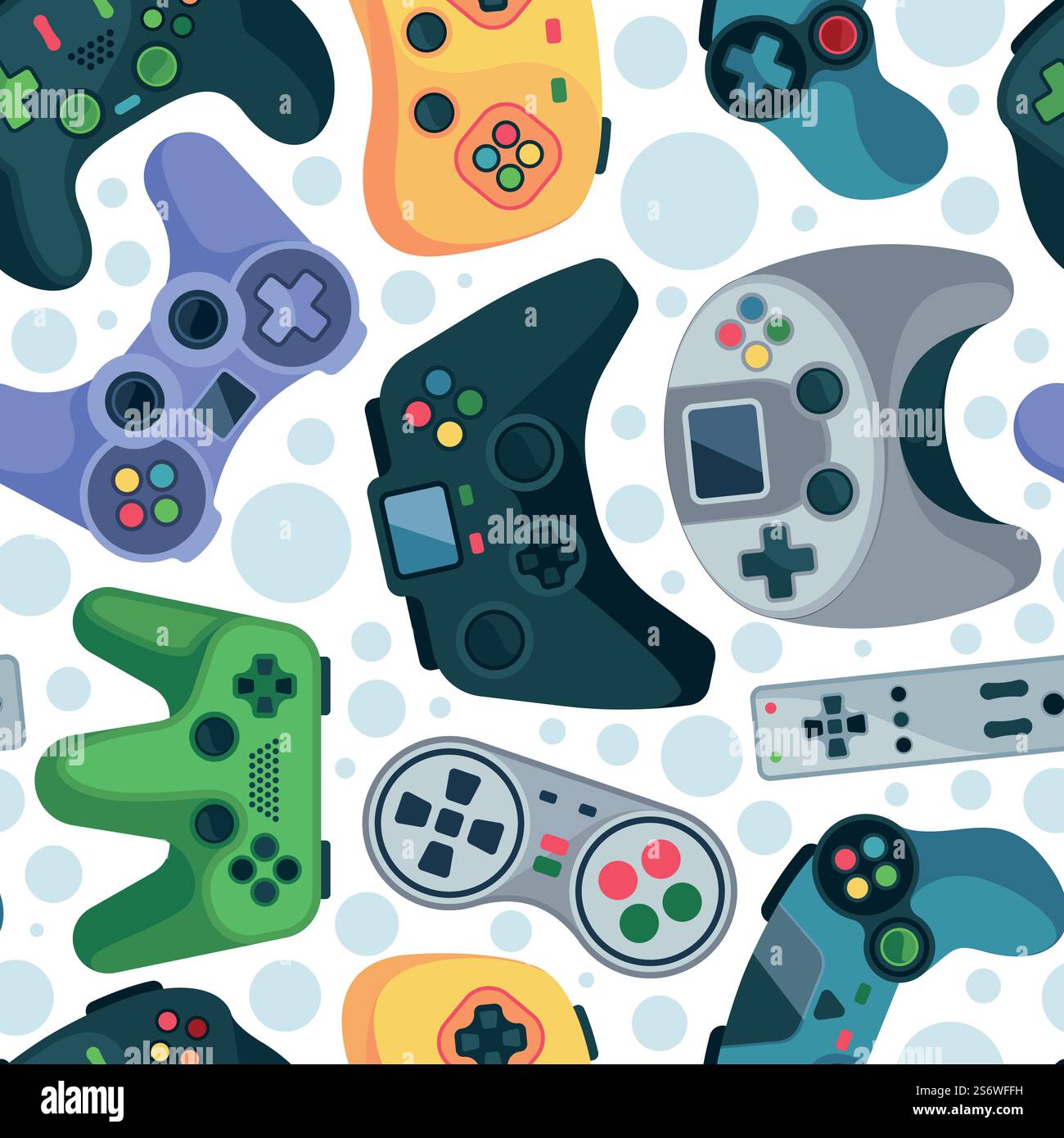 Gaming pattern. Video games gadgets console controllers smart devices garish vector seamless ...