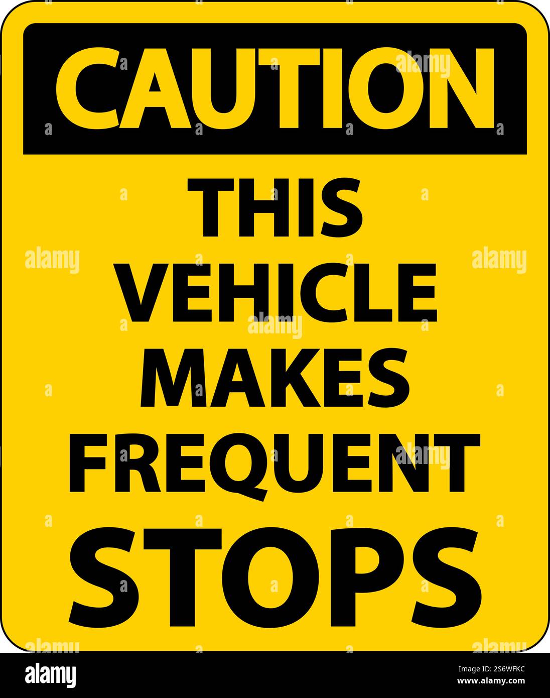 Caution This Vehicle Makes Frequent Stops Label On White Background ...