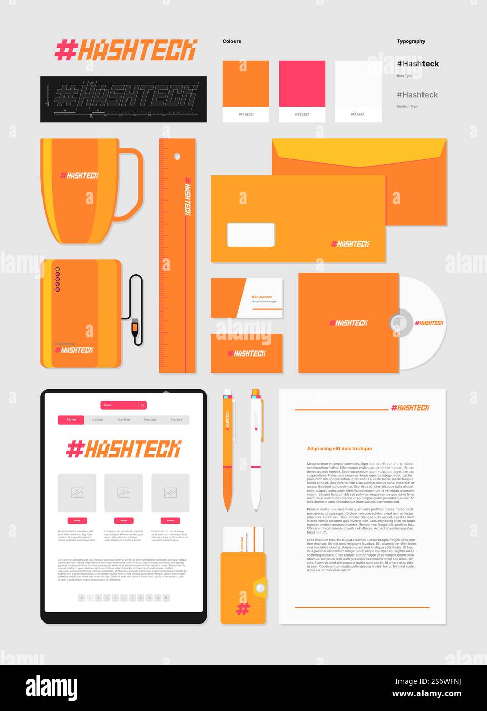 Business identity. A4 paper visit cards blank envelope pencils branding ...