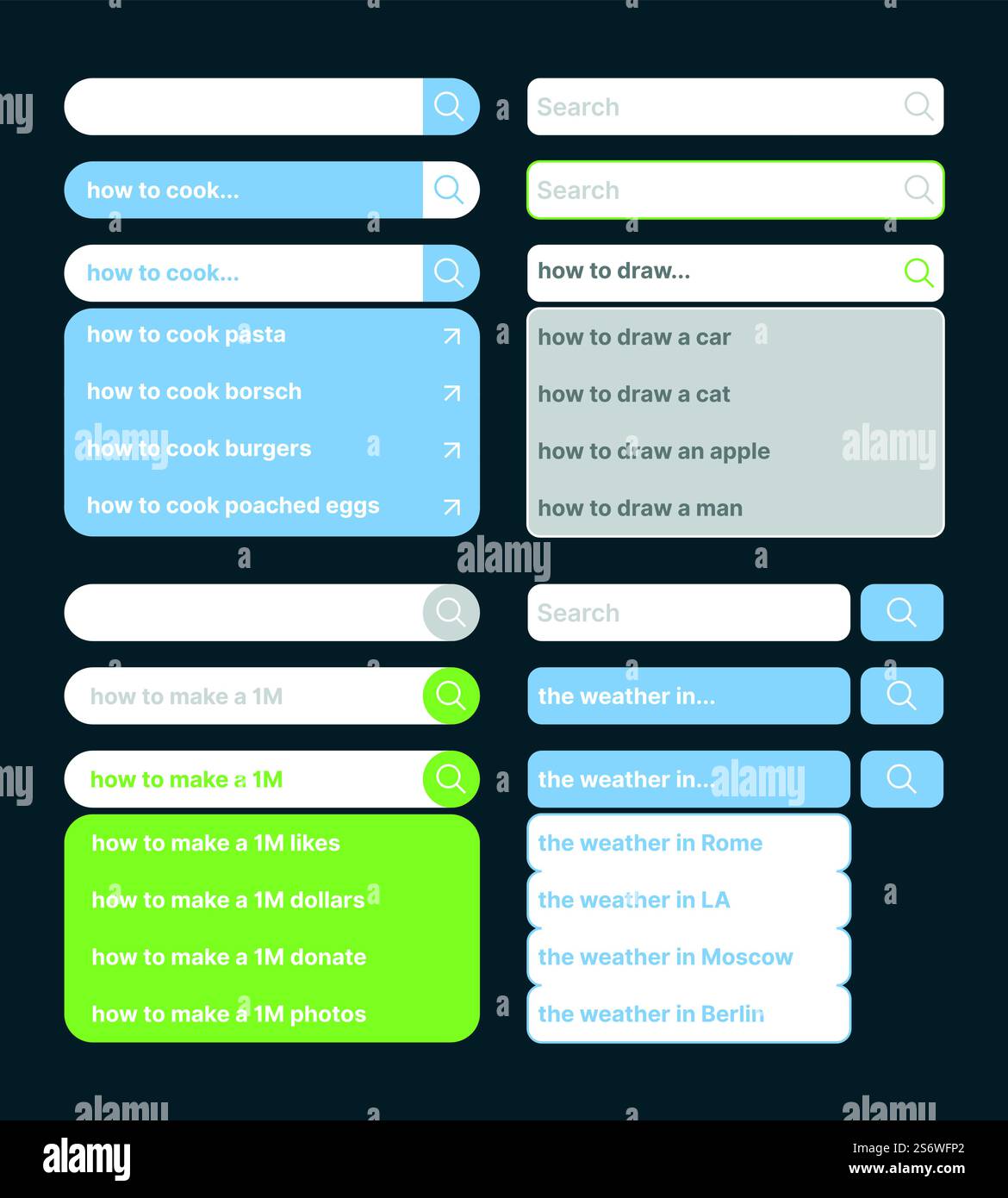 Search bars. Web panels with place for text keyboard screen bars blank ...