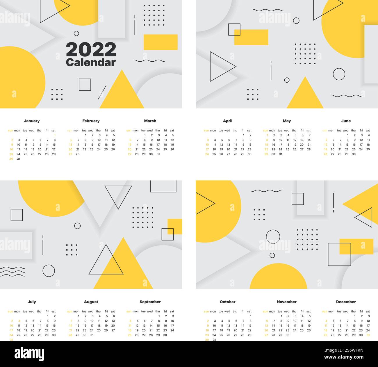 2022 calendar templates. Printing design of wall calendar with various ...