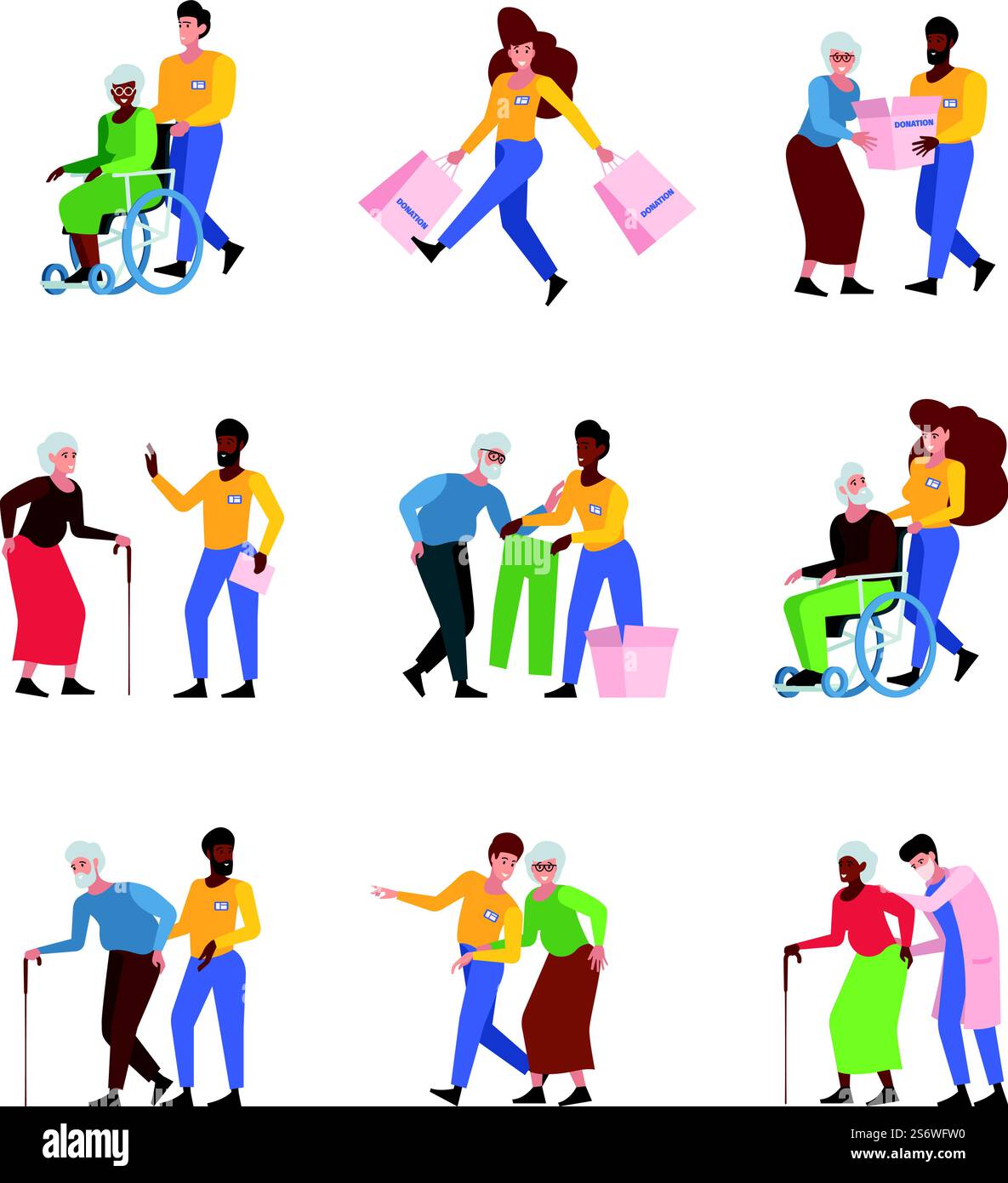 Social help. Characters persons male and female workers of support ...