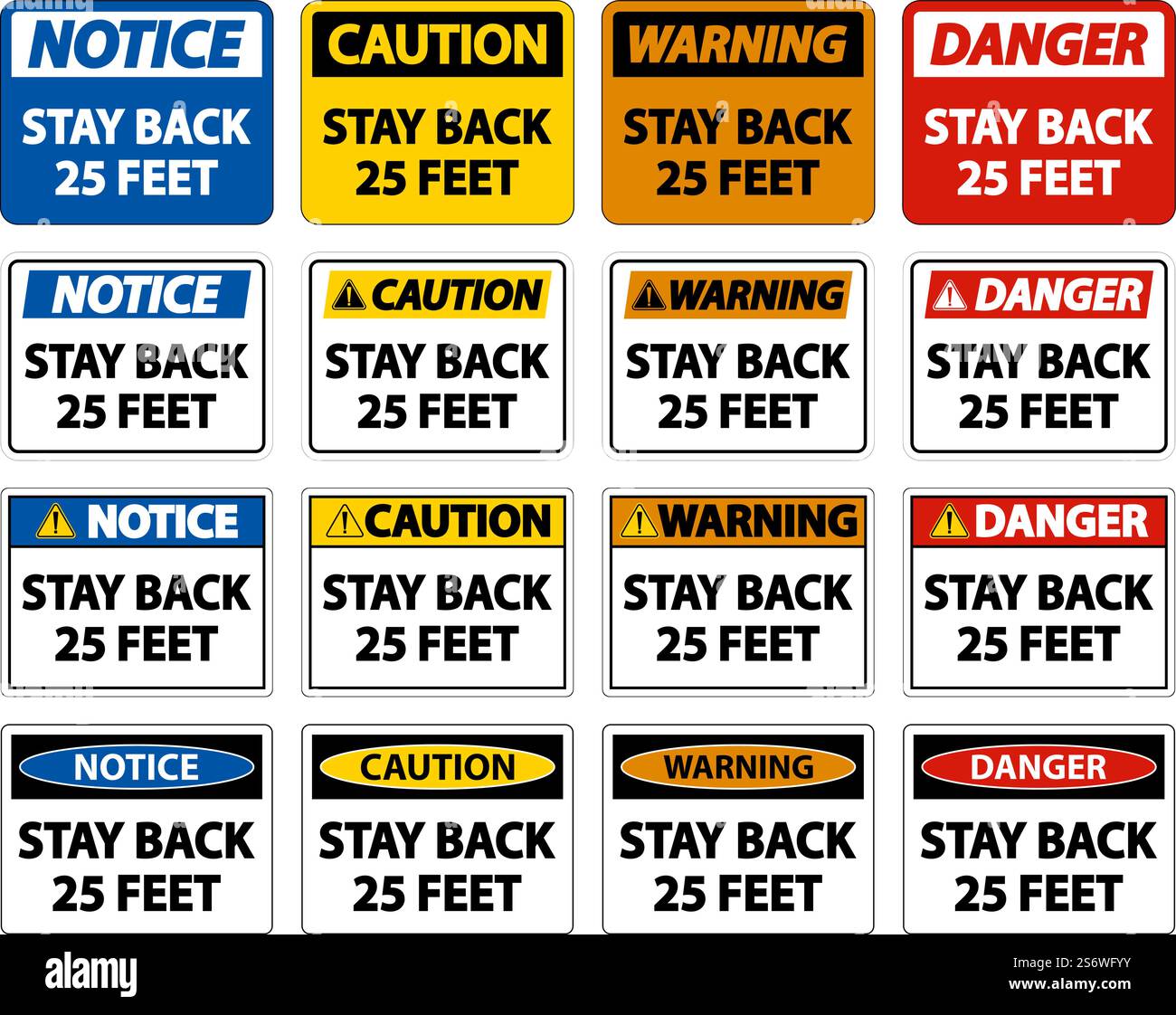 Stay Back 25 Feet Label Sign On White Background Stock Vector Image ...