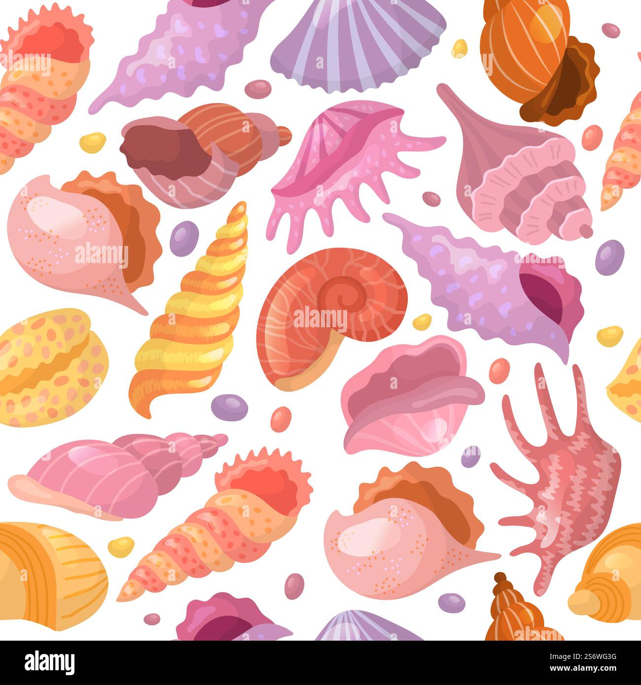 Seashell patterns. Summer beach elements on sand starfish recent vector ...