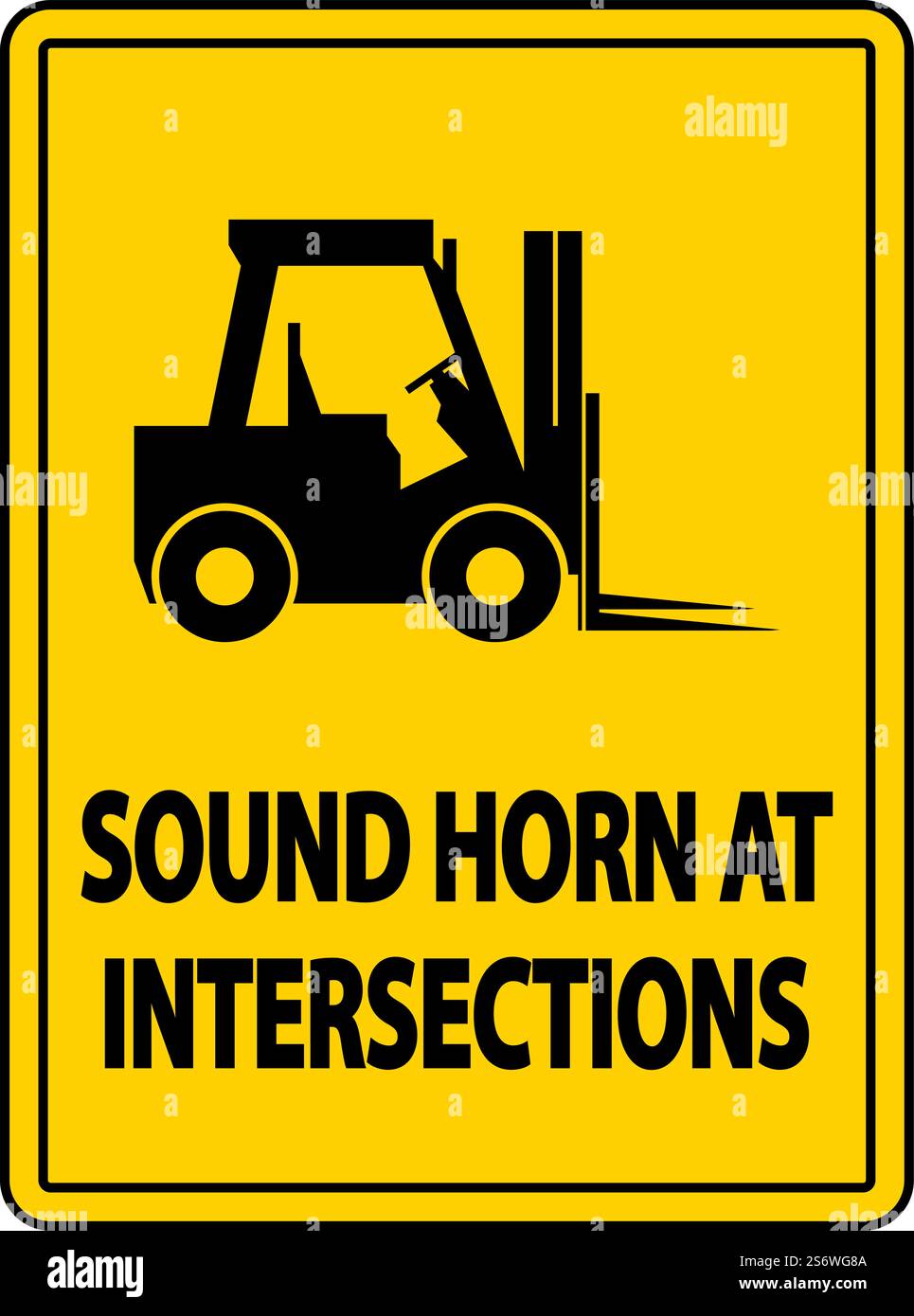 Sound Horn At Intersections Label Sign On White Background Stock Vector ...