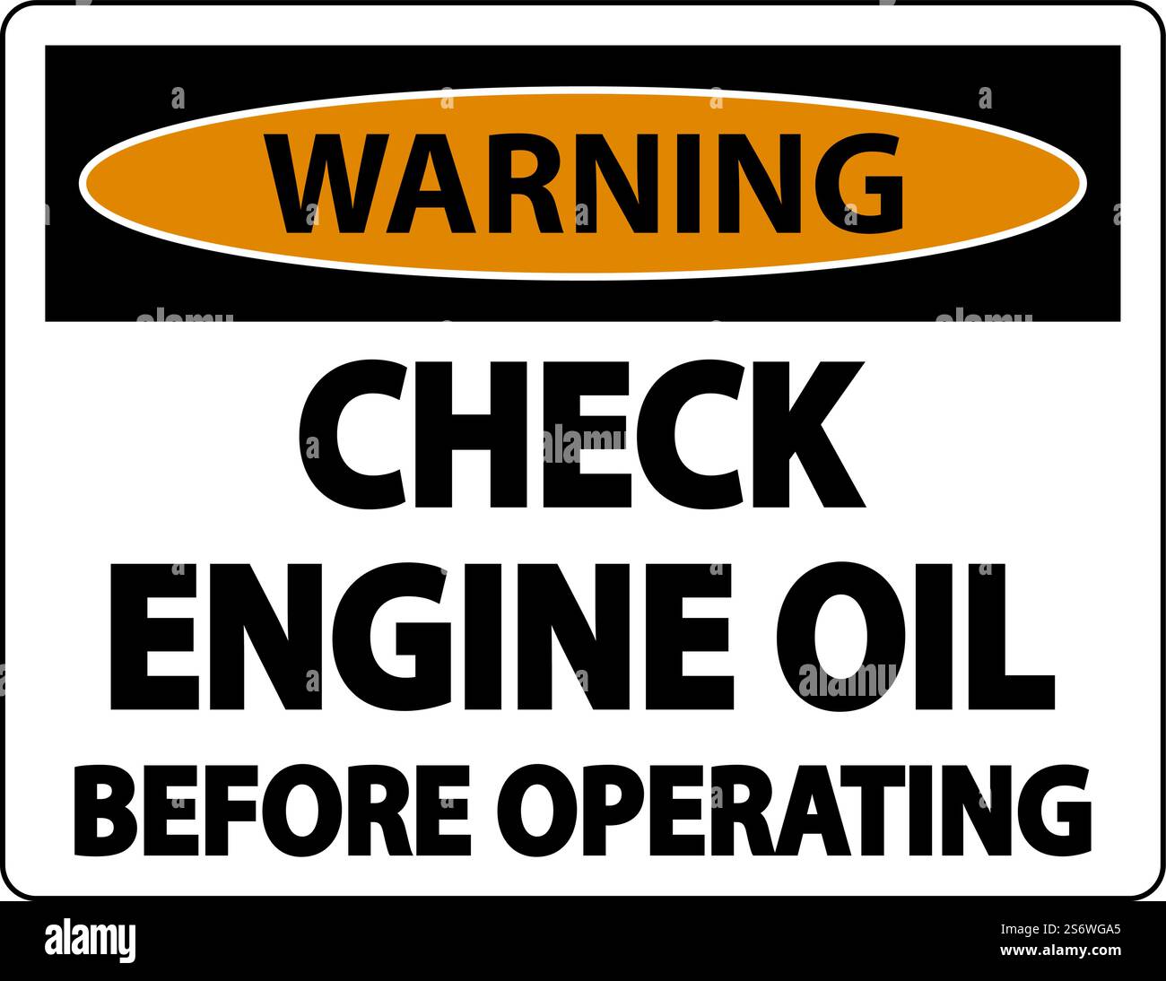 Warning Check Oil Before Operating Label Sign On White Background Stock ...