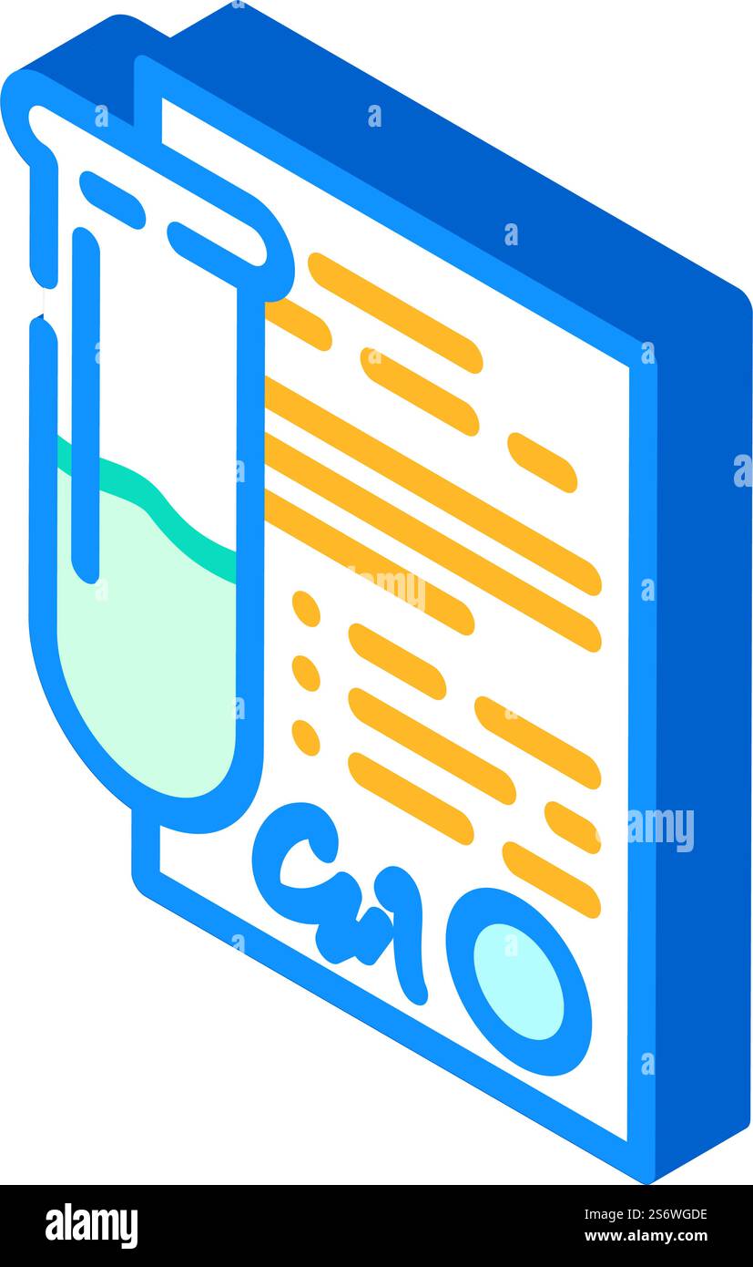 test tube with certificate isometric icon vector. test tube with ...
