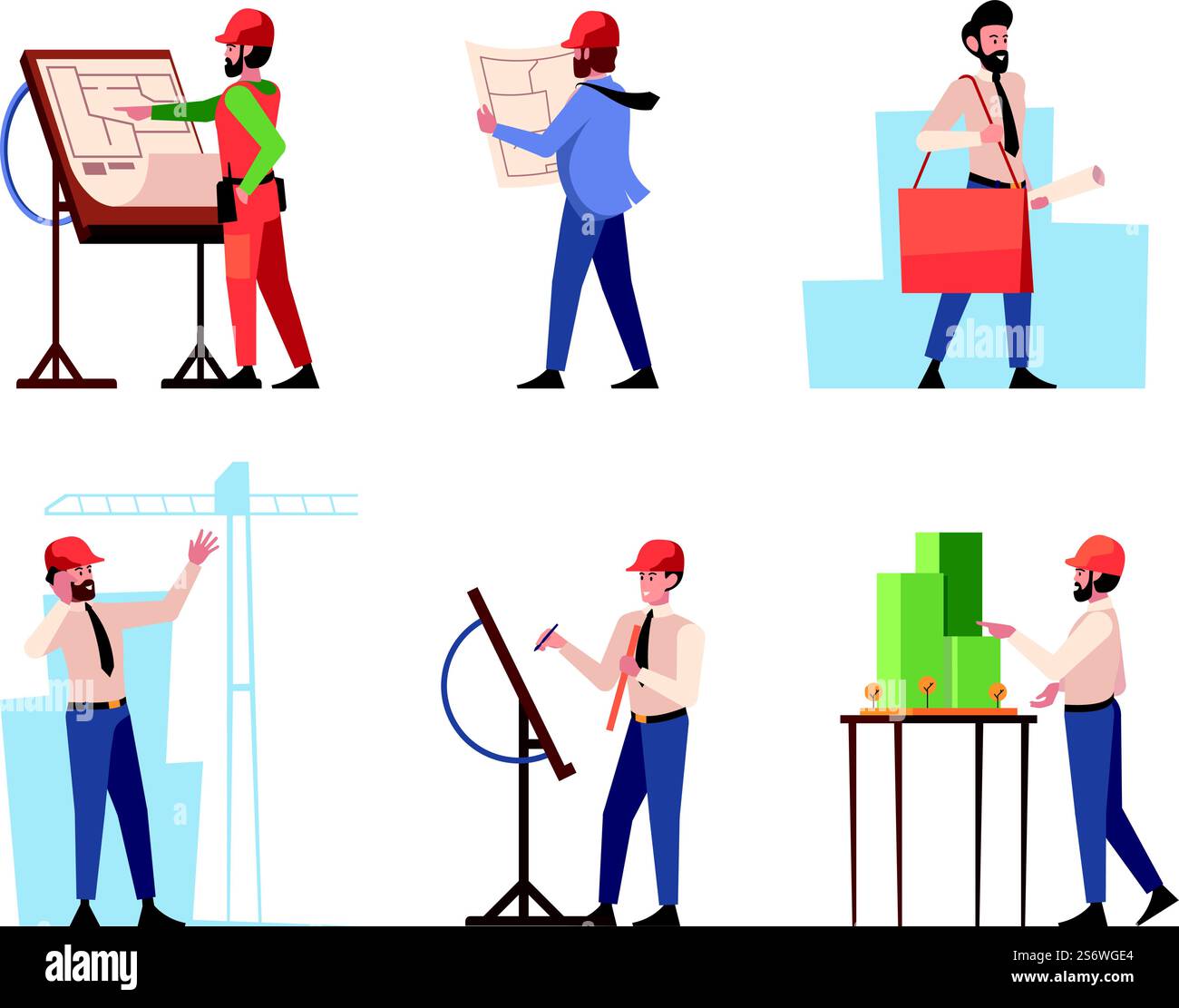 Architects and builders. Construction outdoor processes professional ...