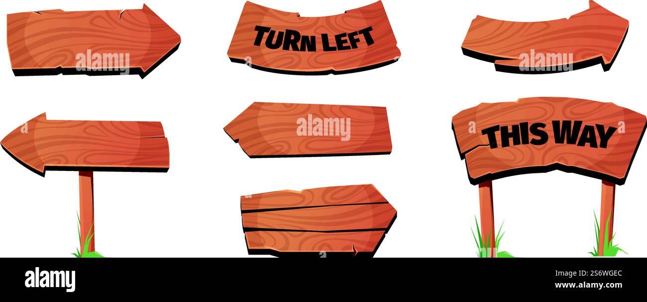 Wooden signs. Direction arrow sign boards templates garish vector ...
