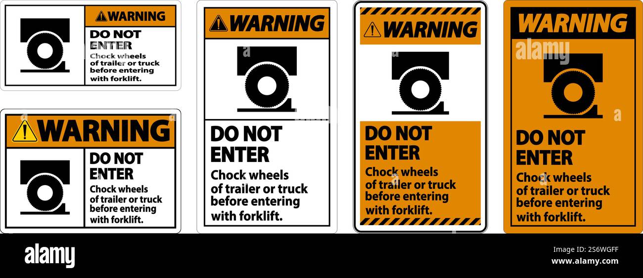 Warning Chock Wheels of Trailer Sign On White Background Stock Vector ...