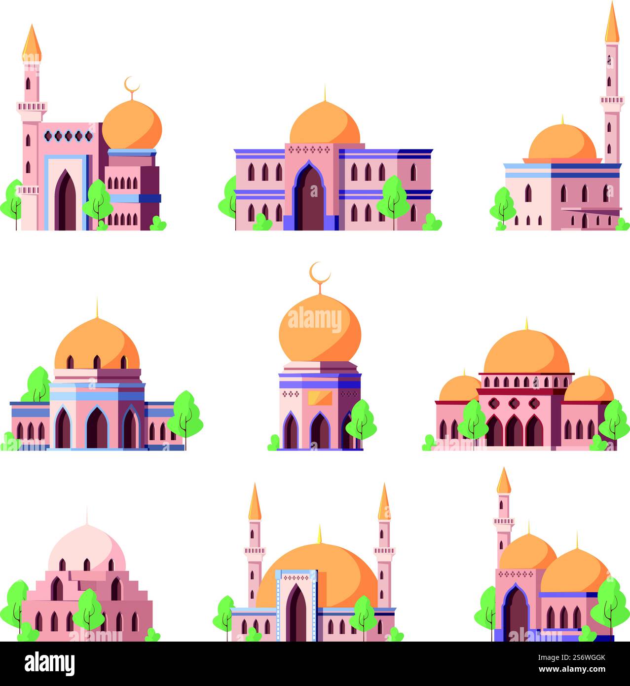 Arabic mosque. Religion authentic arabesque buildings geometric roofs ...