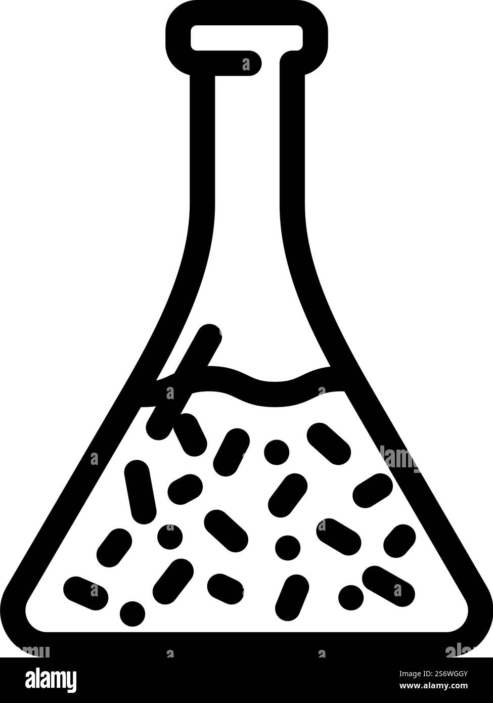 flask with liquid line icon vector. flask with liquid sign. isolated ...