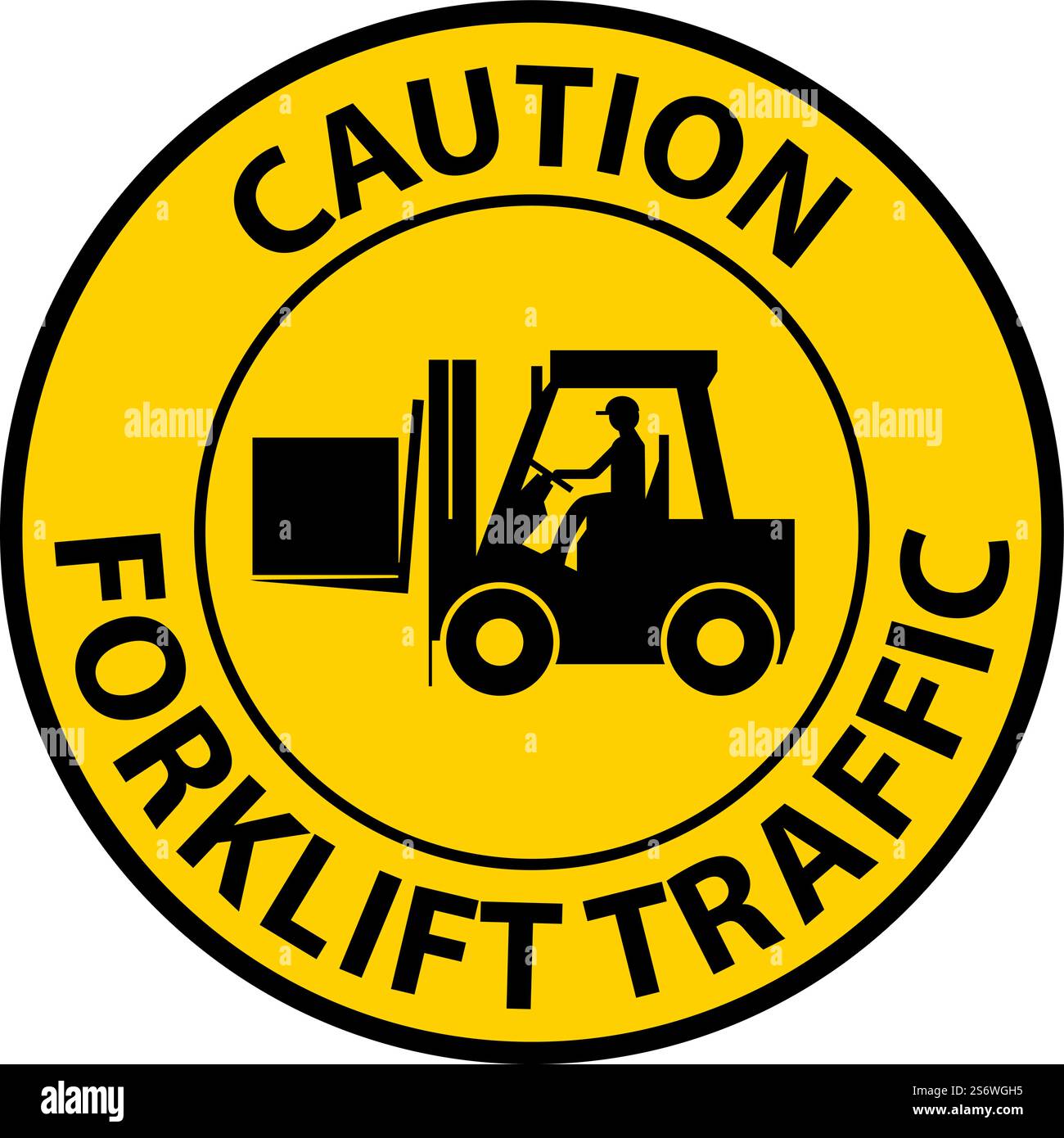 Caution Forklift Traffic Floor Sign On White Background Stock Vector ...
