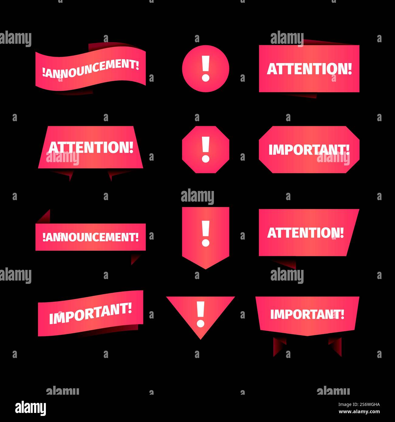 Announcement banners. Message information boards with announcing ...