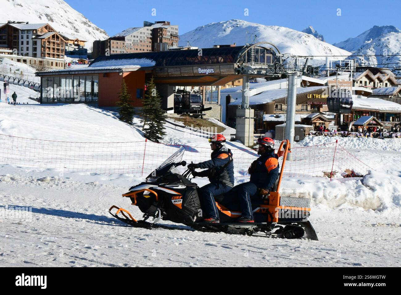 Alpe Huez, Isere, France. 13th Jan, 2025. Snowmobile in the ski resort ...