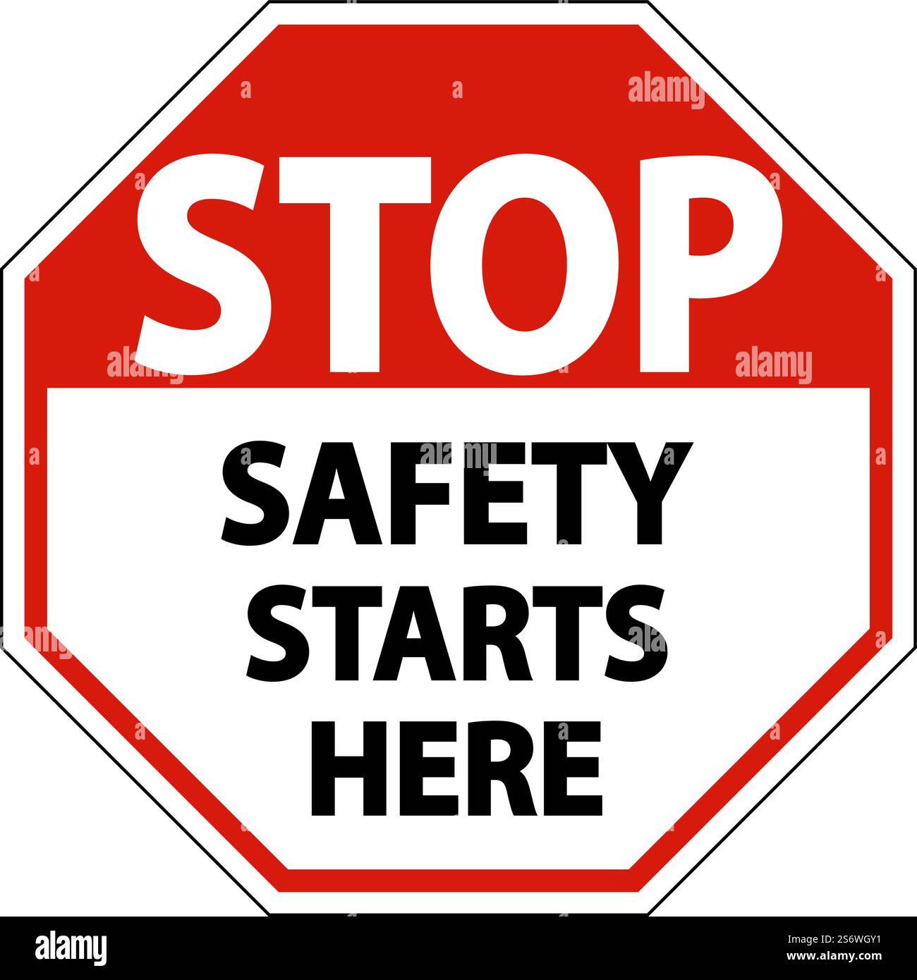 Stop Safety Starts Here Signs On White Background Stock Vector Image ...