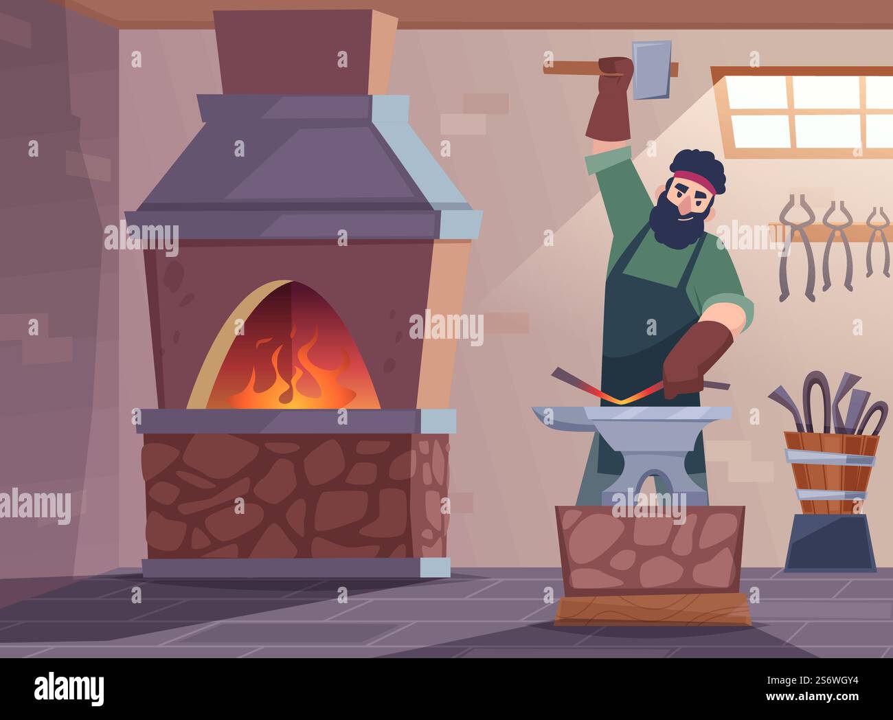 Medieval blacksmithing Stock Vector Images - Alamy