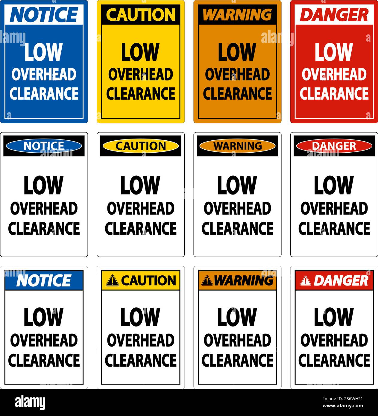 Low Overhead Clearance Sign On White Background Stock Vector Image ...