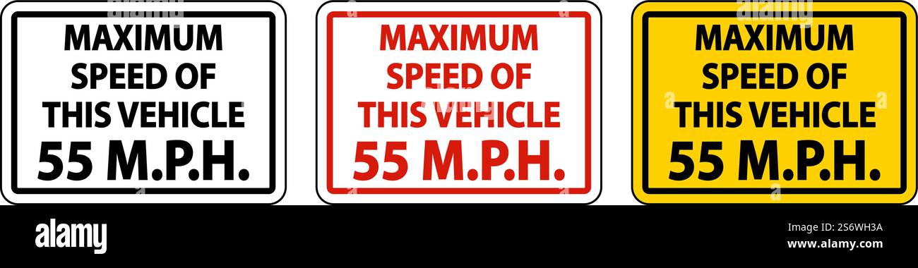 Maximum Speed 55 MPH Label Sign On White Background Stock Vector Image ...
